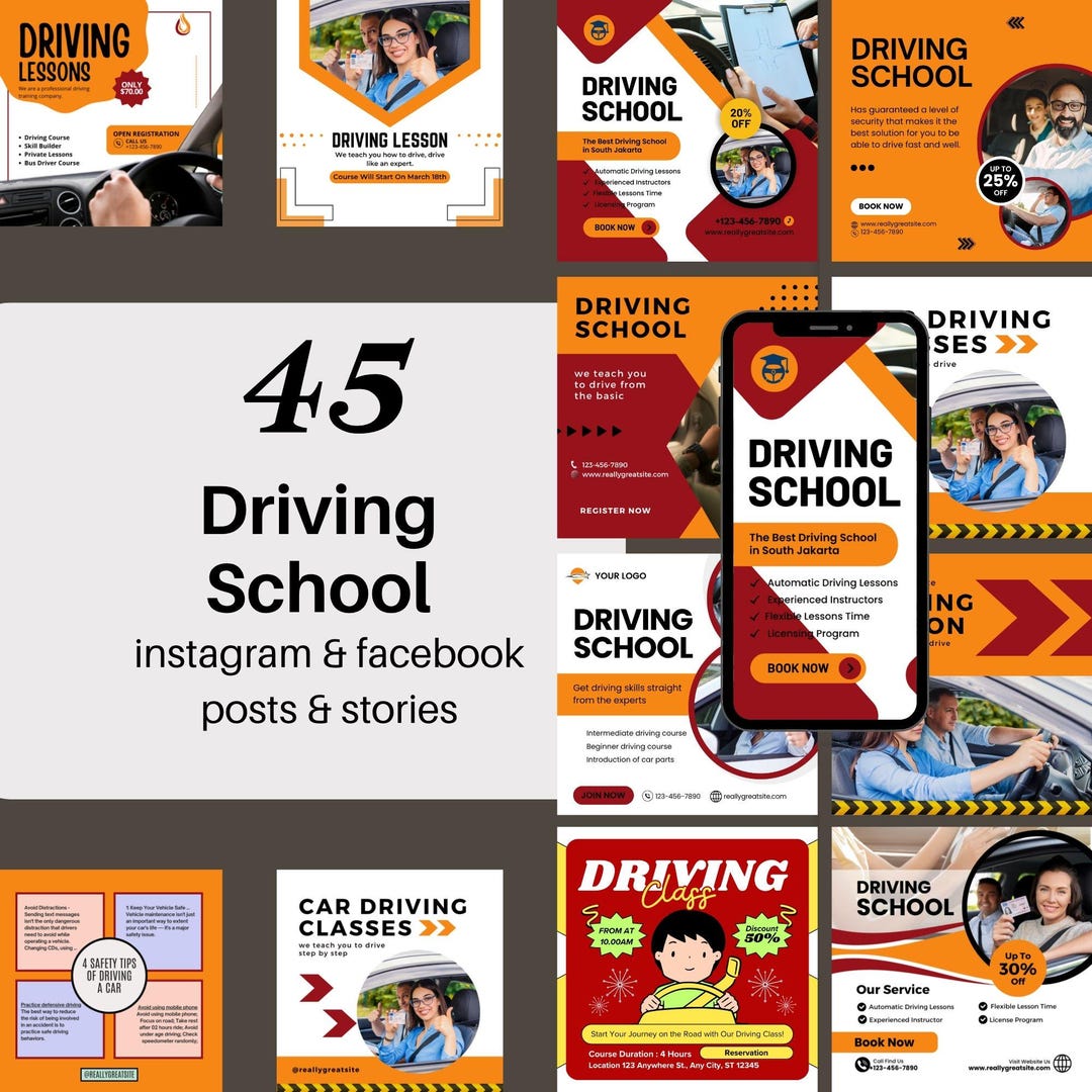 Driving School Social Media Templates – Canva Designs for Instagram ...