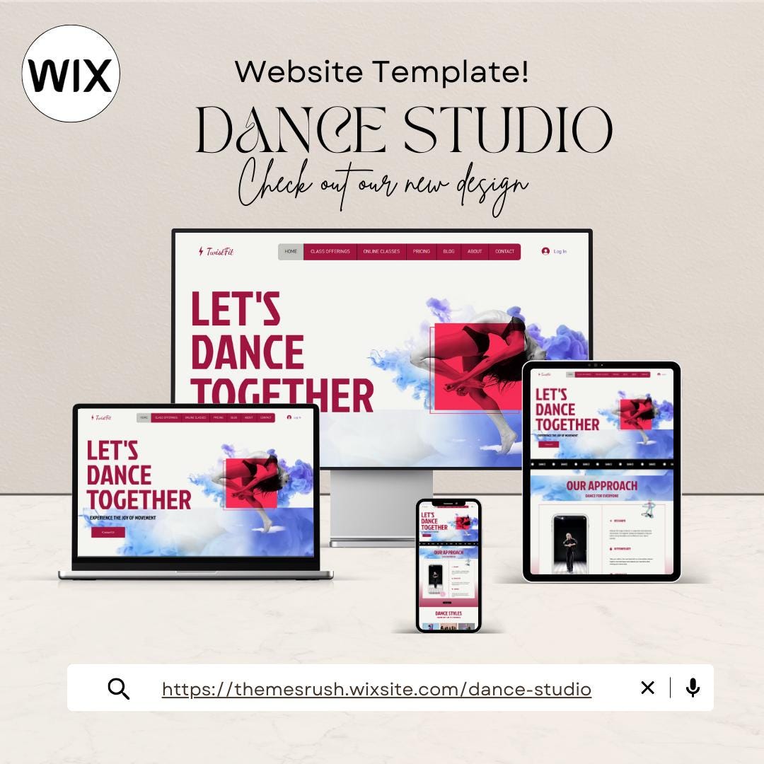 Dance Studio WIX Website Template – Professional Design Site – Elegant ...