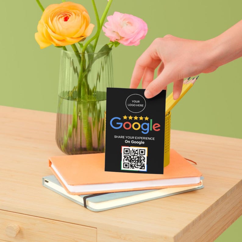 Google Review Card – Editable QR Code Feedback & Rating Sign (canva ...