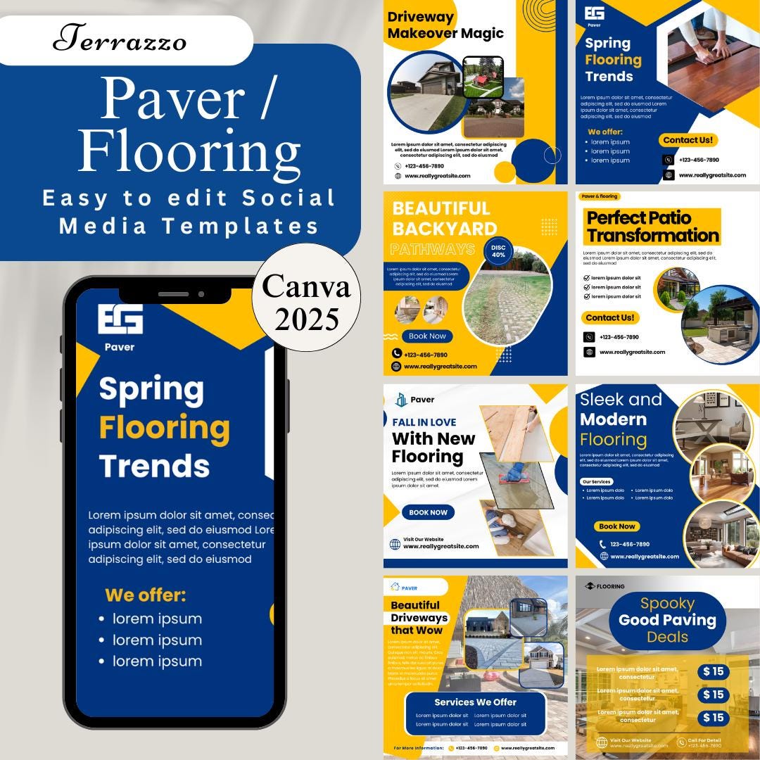 Flooring Social Media Templates: Canva Design, Paver Posts (digital ...