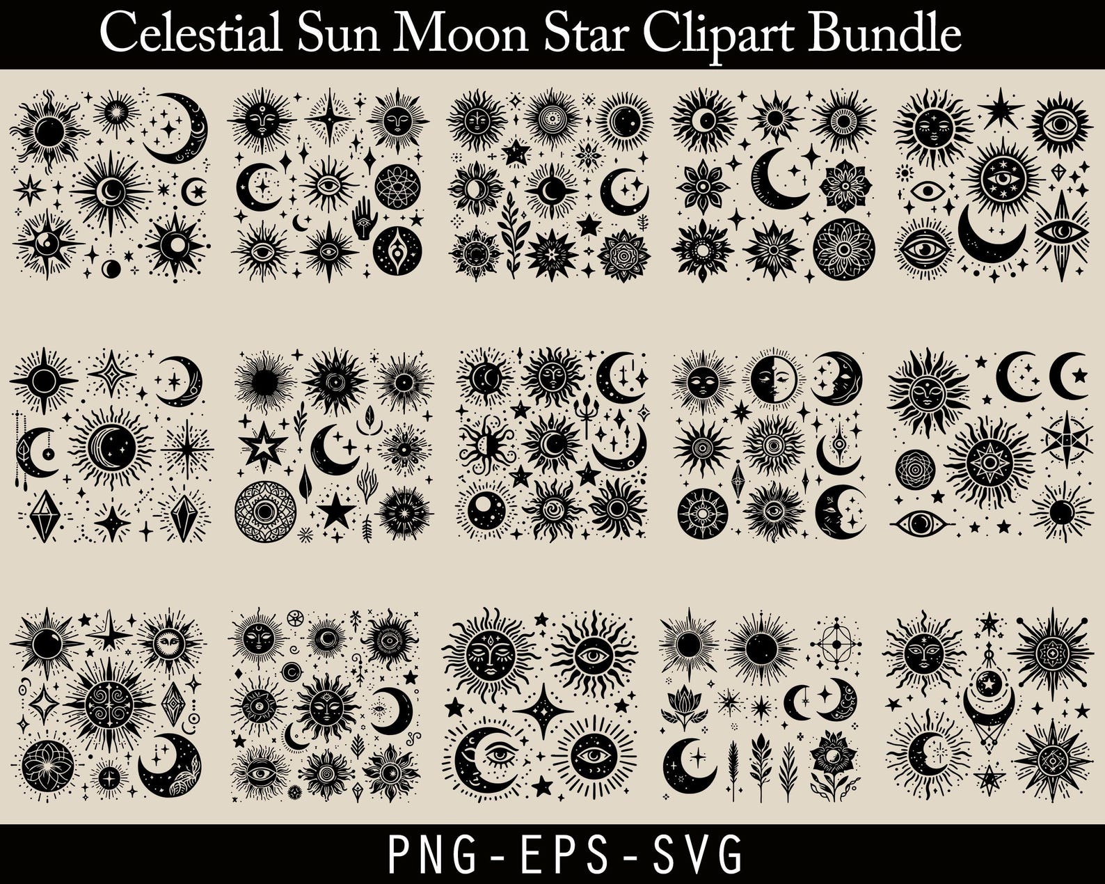 Celestial Sun Moon Star Svg Clipart,celestial SVG Bundle,celestial SVG ...