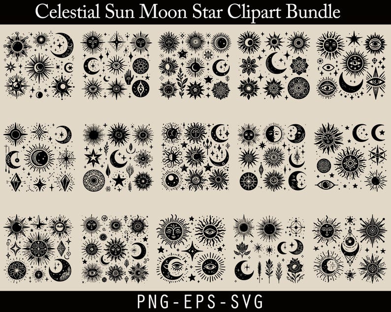 Celestial Sun Moon Star Svg Clipart,celestial SVG Bundle,celestial SVG ...