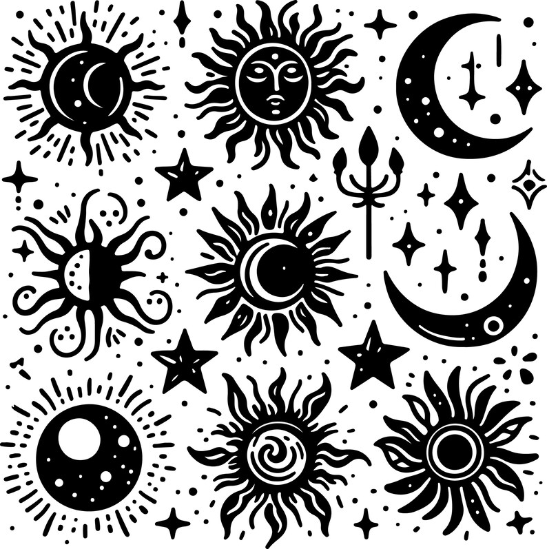 Celestial Sun Moon Star Svg Clipart,celestial SVG Bundle,celestial SVG ...