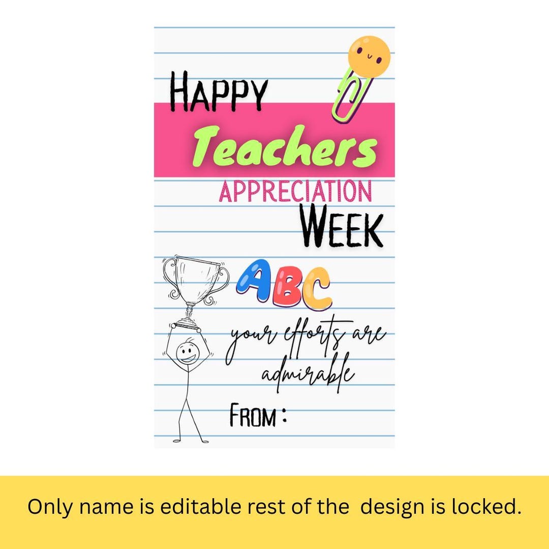Happy Teacher Appreciation Week Gift Tag Template, Printable Thank You ...