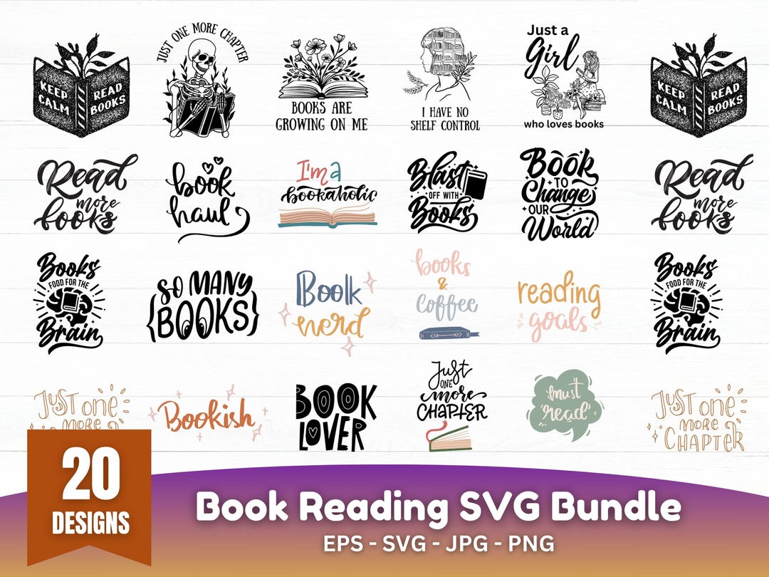 Reading Book SVG Bundle | Book Lover SVG | Reading Quotes Cut Files ...