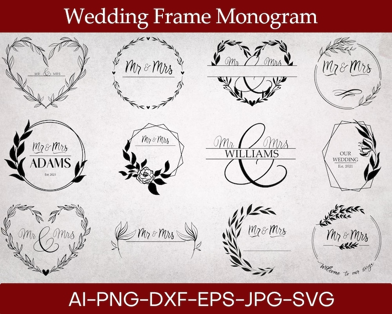 Wedding Frame Monogram Svg,wedding Frame Svg,wedding Heart Svg, Wedding ...