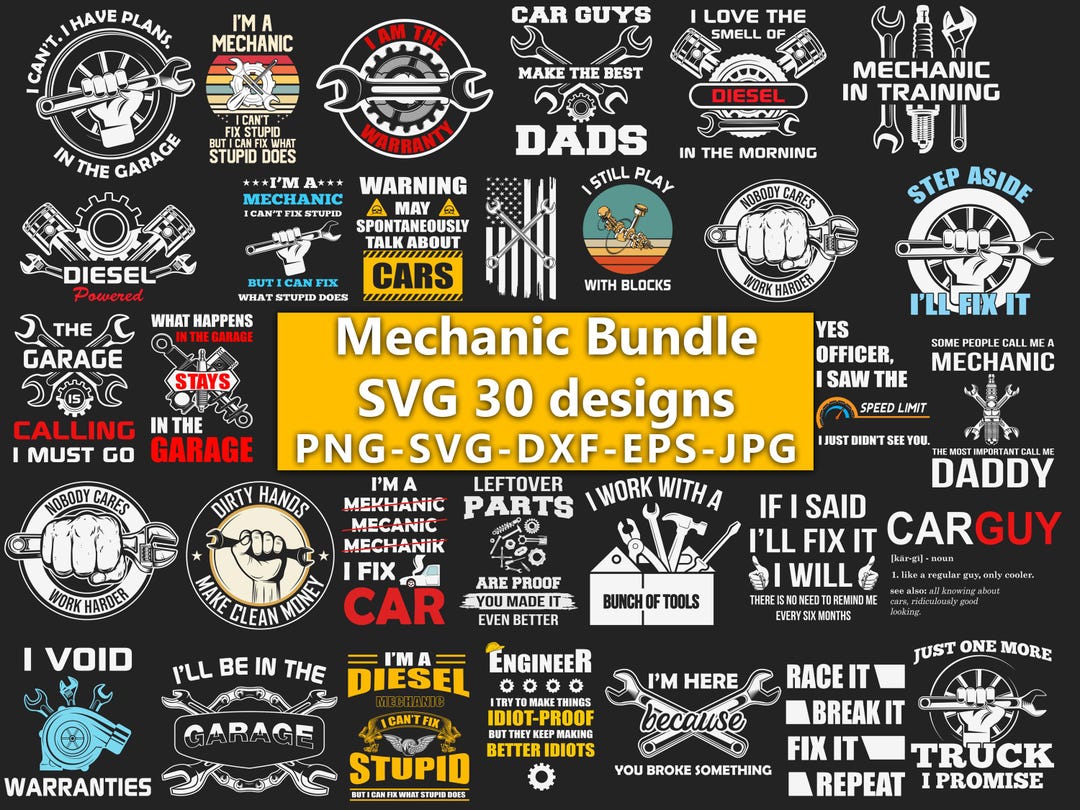 Mechanic SVG Bundle | Funny Quotes, Garage Car Tools (cut Files) - Etsy