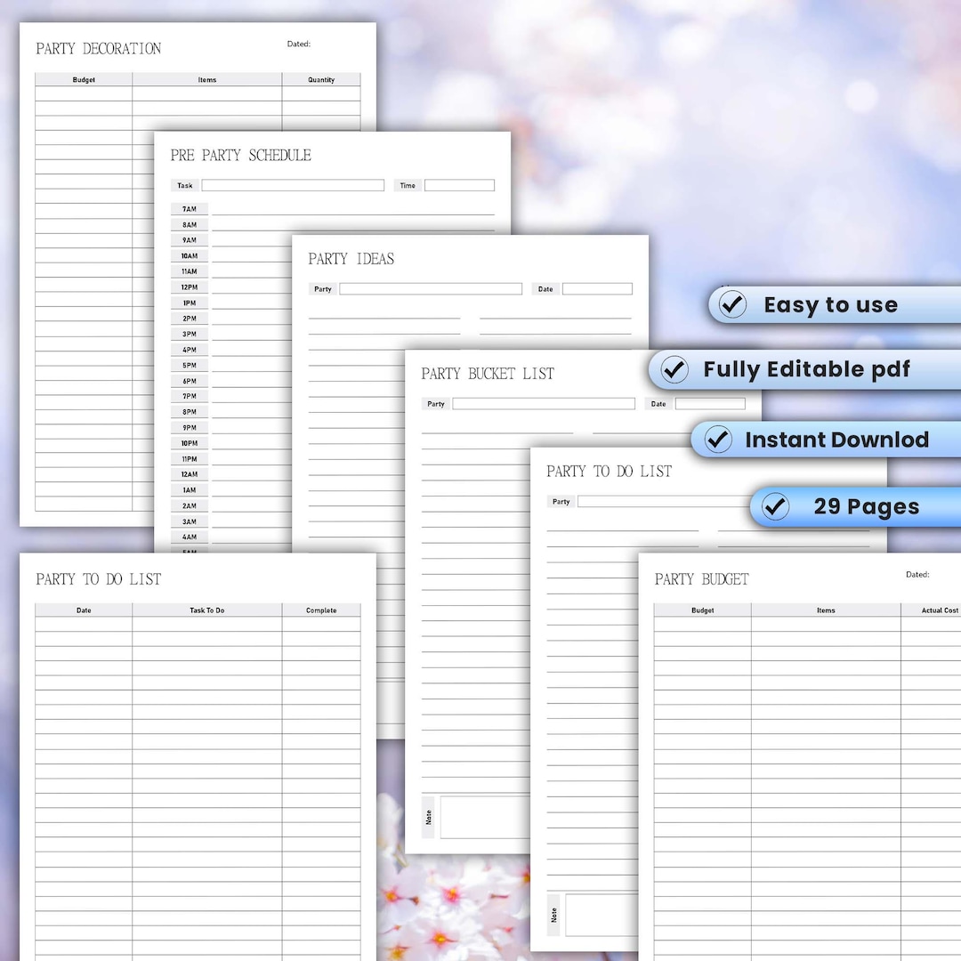 Printable Party Planning Kit | Party & Event Planner | Editable PDF ...