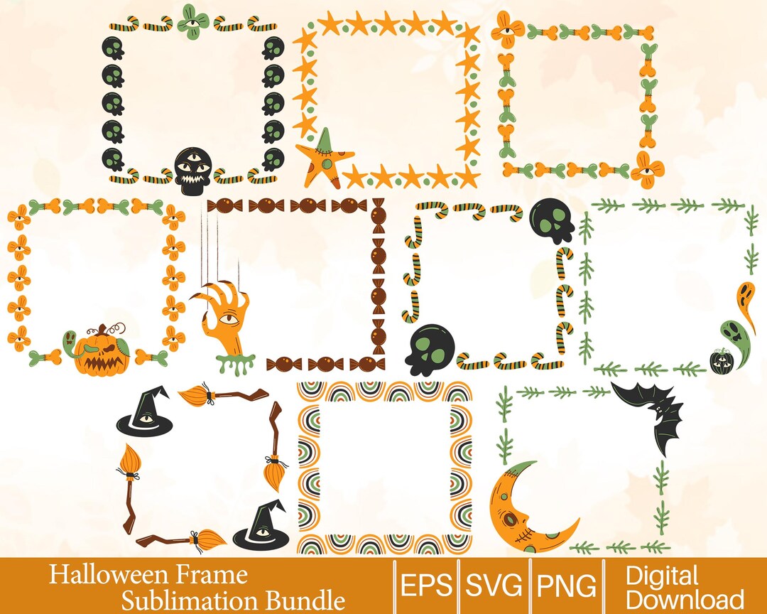 Halloween Frames Clipart, Halloween Frame Svg, Halloween Frame Art ...