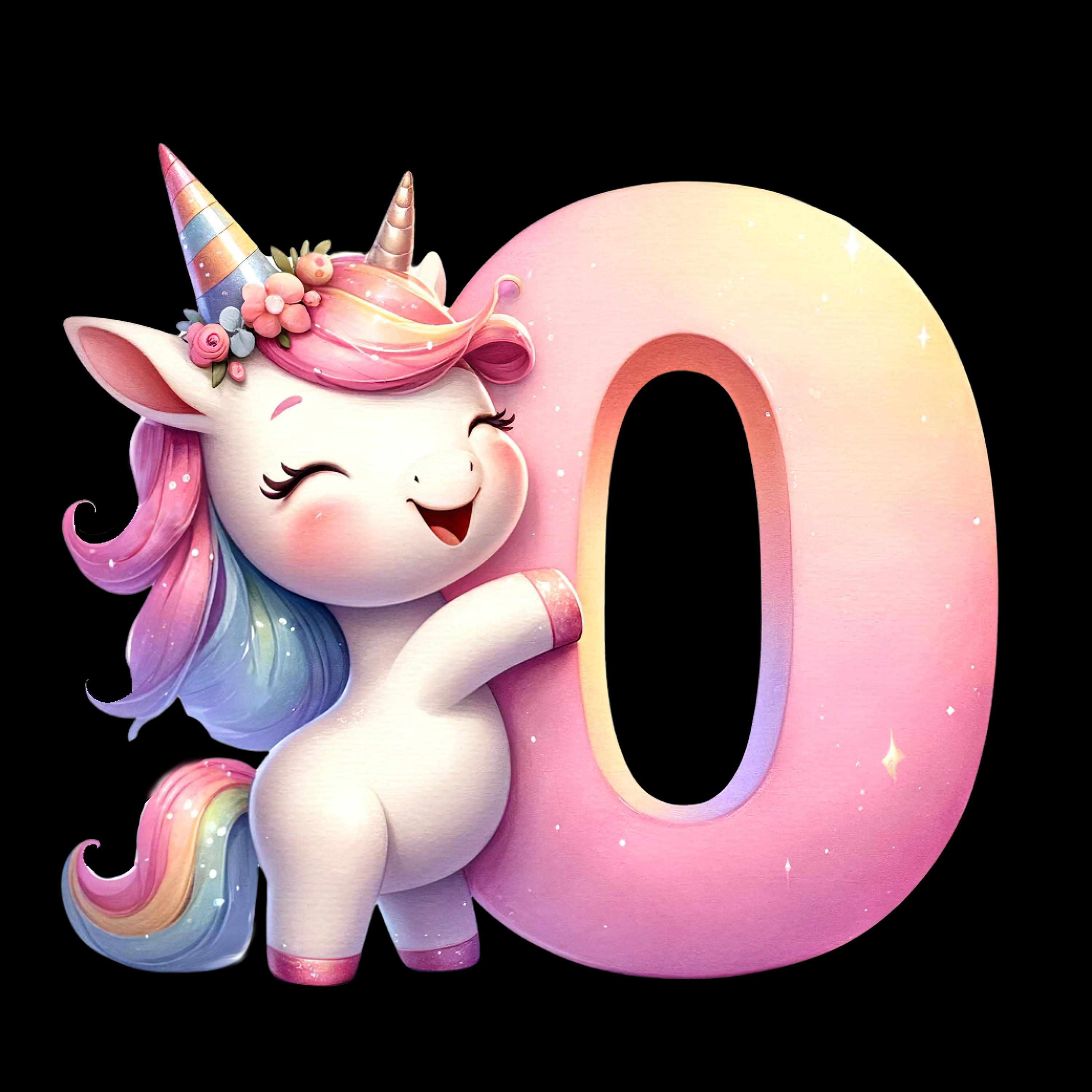 0 to 9 Unicorn Numbers Clipart Birthday,rainbow Unicorn Clipart ...