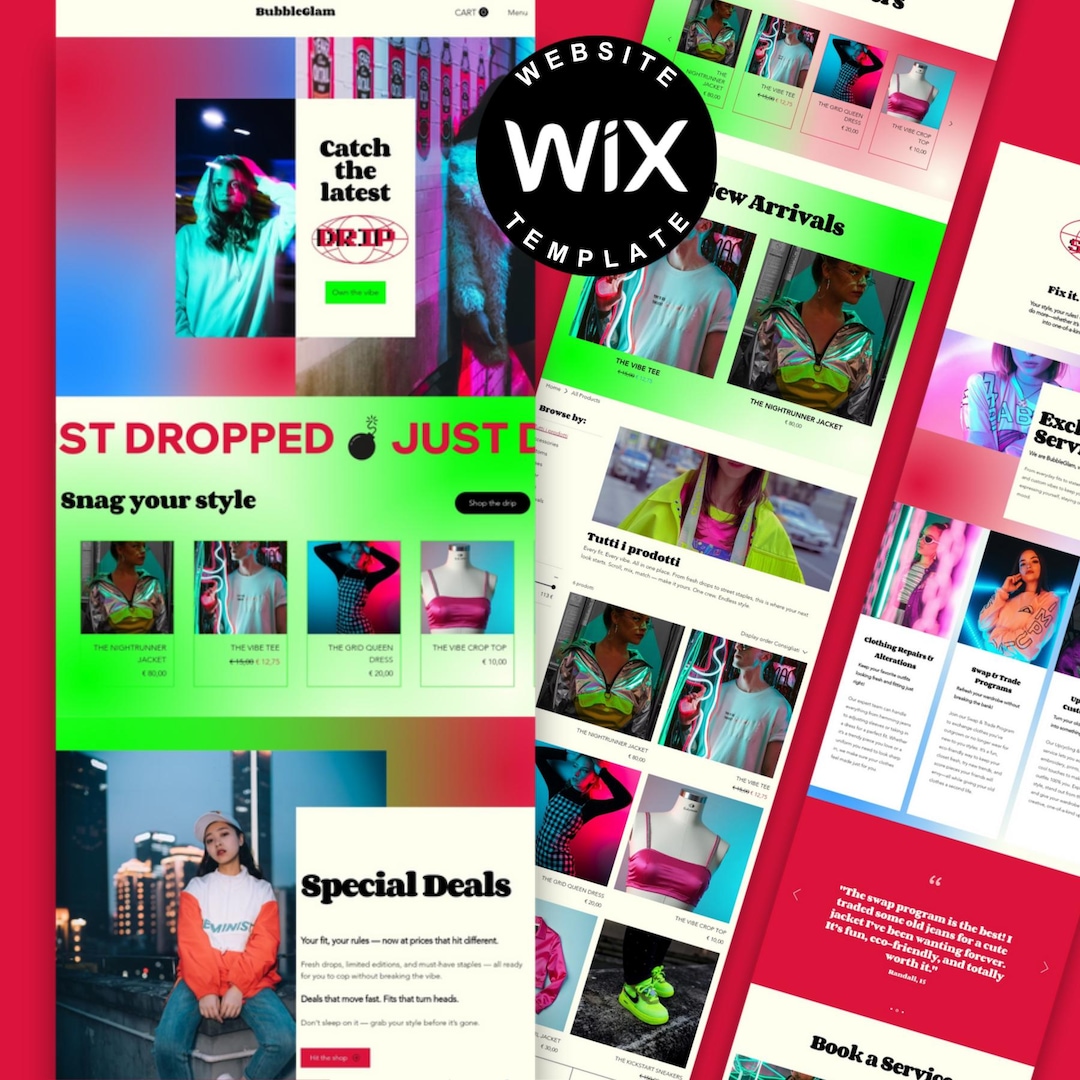 Neon Y2k Wix Website Template | Streetwear Fashion Brand (digital Shop ...