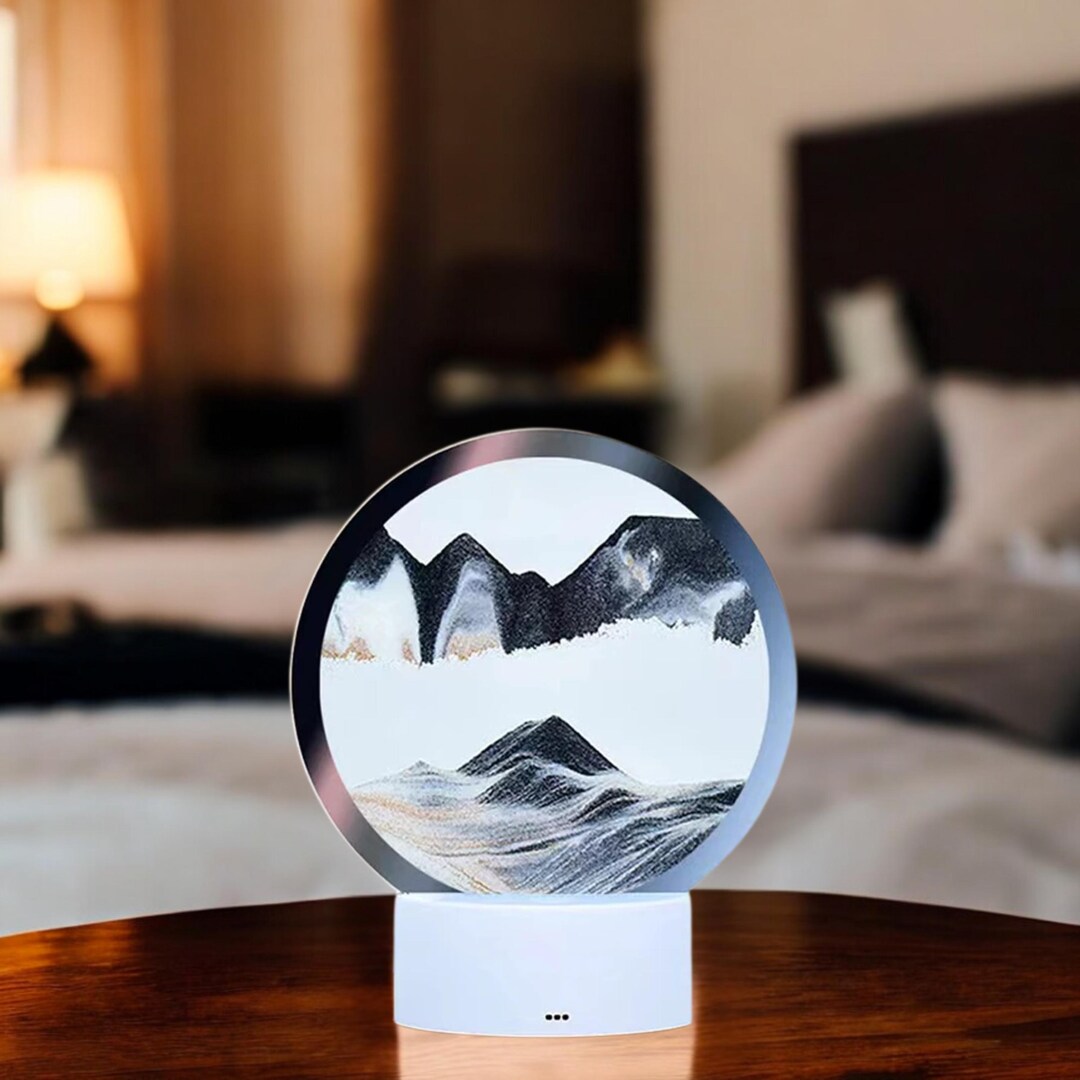 Moving Sand Art Lamp: LED Touch Bedside Desk Light - Etsy