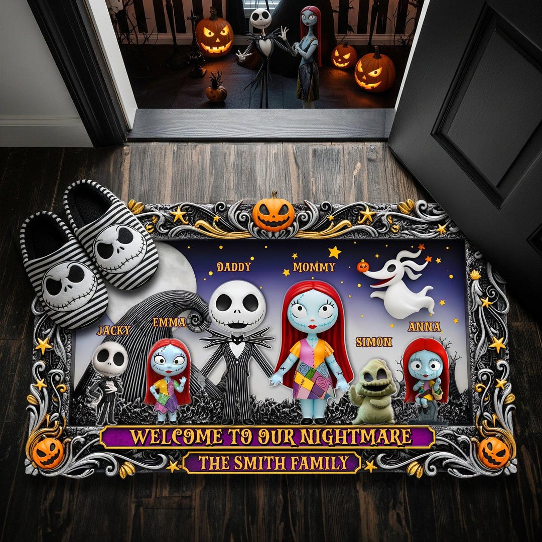 Welcome Creepy Family Doormat - Personalized Gifts for Family Jack and ...