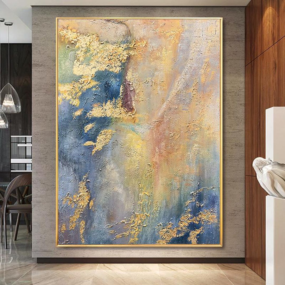 Gold Abstract Paitning on Canvas Textured Wall Art Gold Foil Painting ...