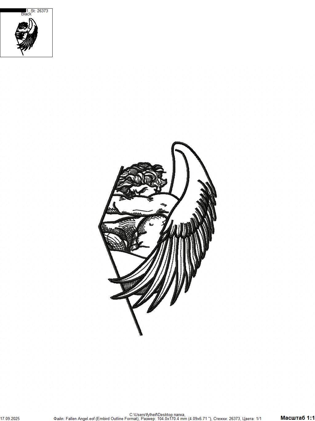 Fallen Angel Machine Embroidery Design / Fallen Angel Embroidery Files ...