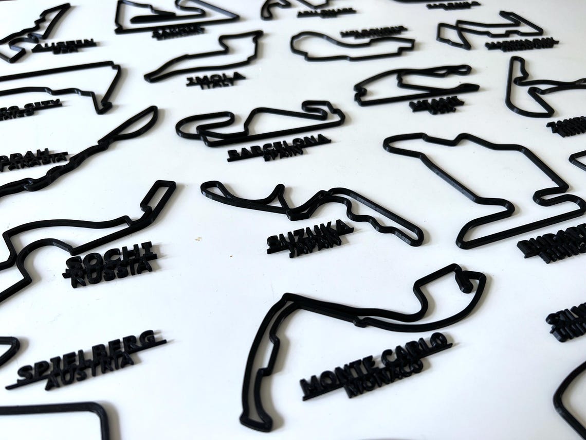 Black Custom F1 Circuit Wall Art Race Track Motorsport 3D Print Gift ...