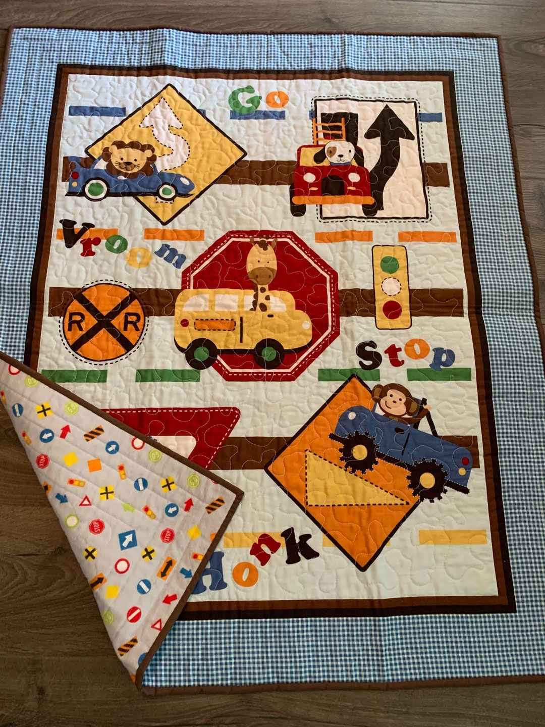 Baby Animals in Vehicles, Vroom, Honk, Stop, Go Baby Quilt 36 X 44 - Etsy