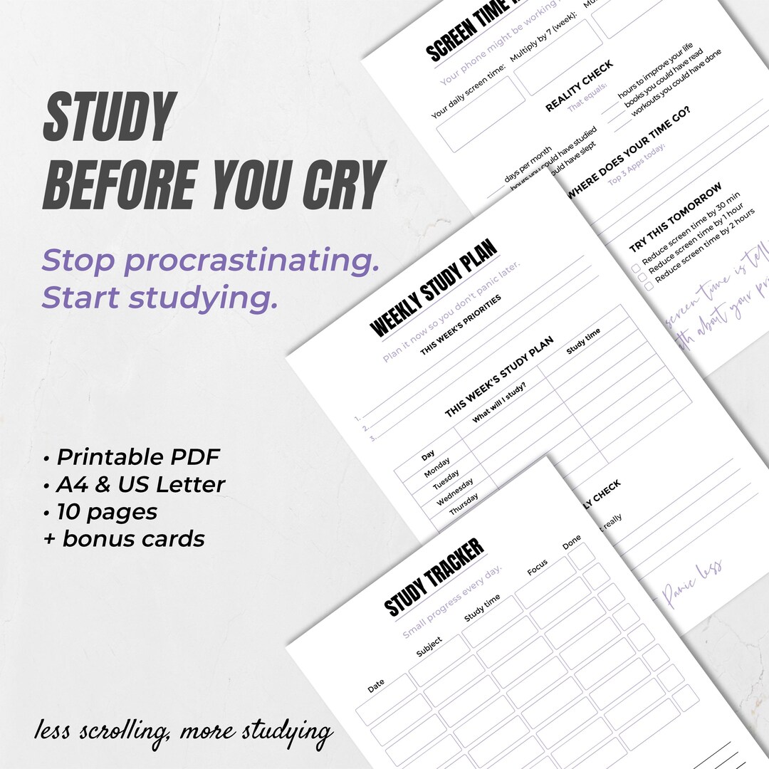 Study Planner Printable, Anti Procrastination, Focus Planner for ...