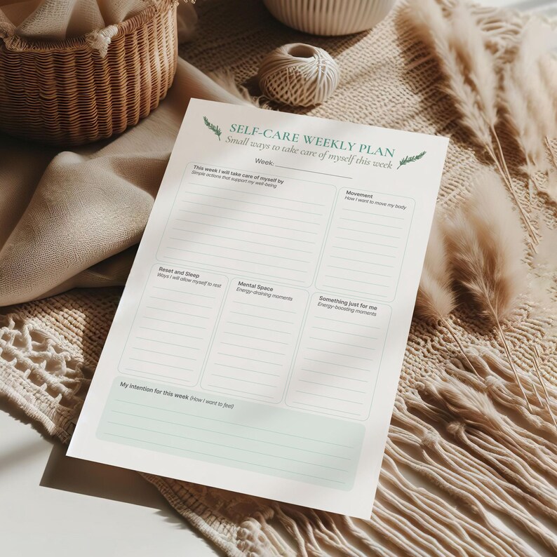 Weekly Self Care Planner Printable | Wellness Planning Sheet | A4 & US ...