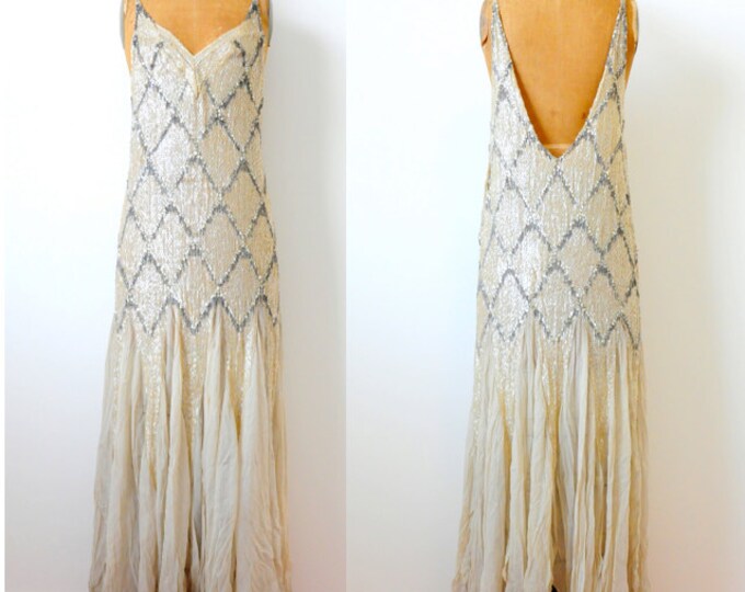Vintage 1920s Beaded Flapper Dress/silk/art Deco/low - Etsy