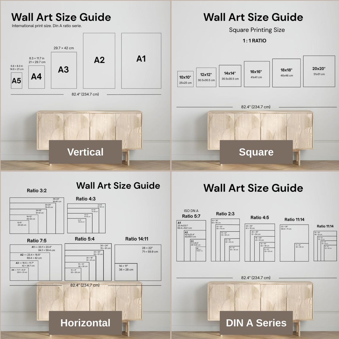 Wall Art Size Guide Canva Template – Editable Print Size Chart ...