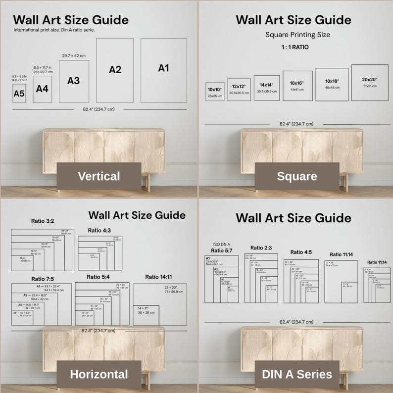 Wall Art Size Guide Canva Template – Editable Print Size Chart ...