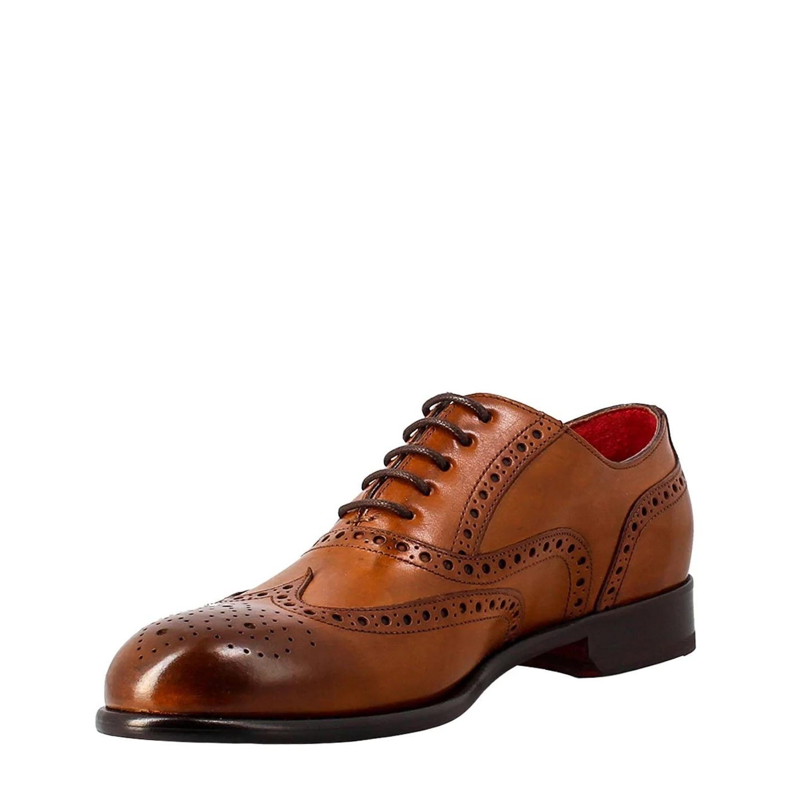 Handmade Brown Leather Wingtip Brogue Oxford Shoes – Men's Formal Dress ...