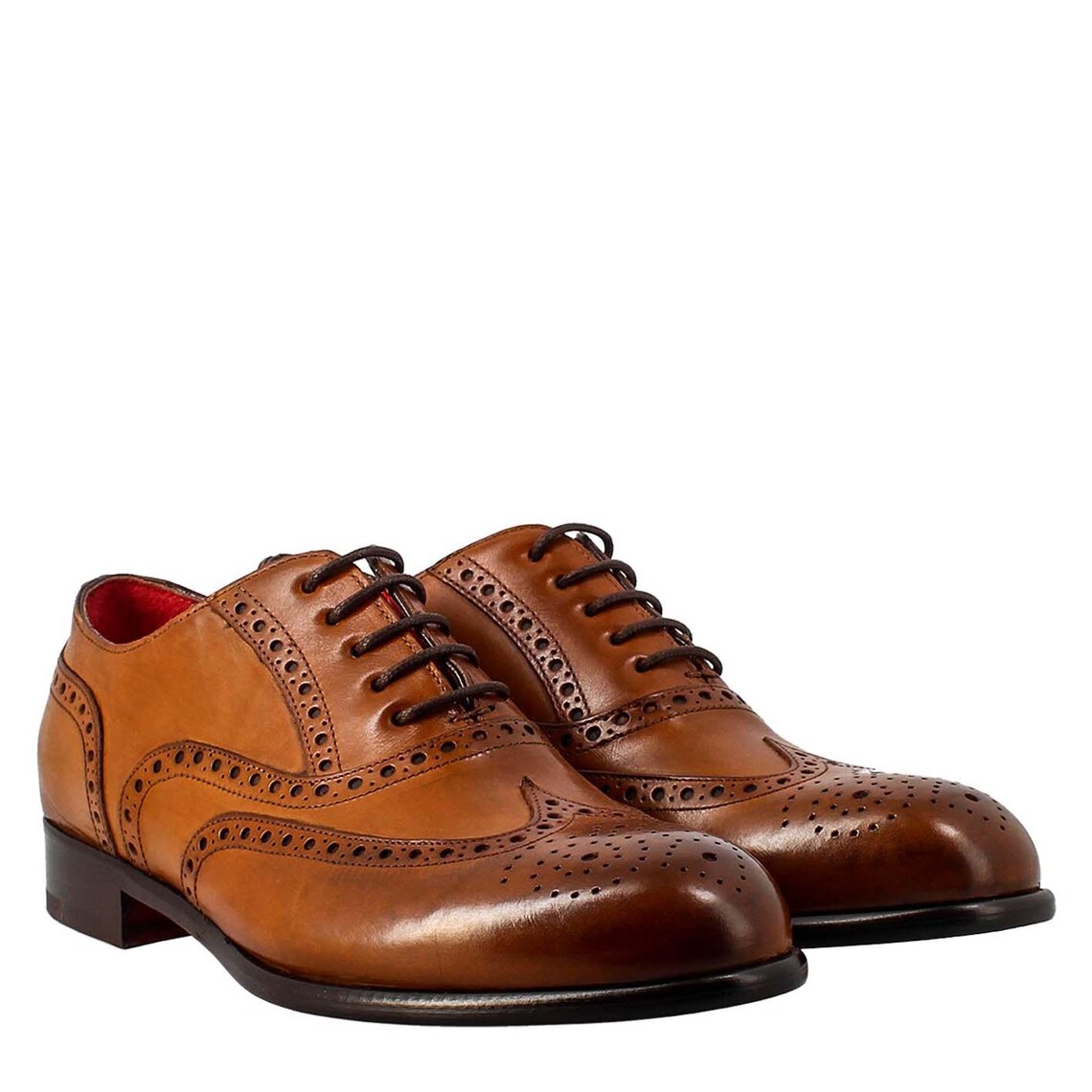 Handmade Brown Leather Wingtip Brogue Oxford Shoes – Men's Formal Dress ...