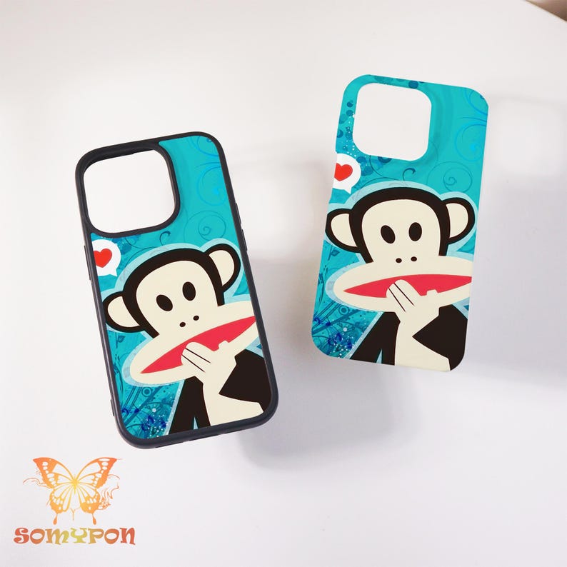 Cute Monkey Phone Case, Aesthetic Cover iPhone 16/15/14/13/12/11 MAX ...