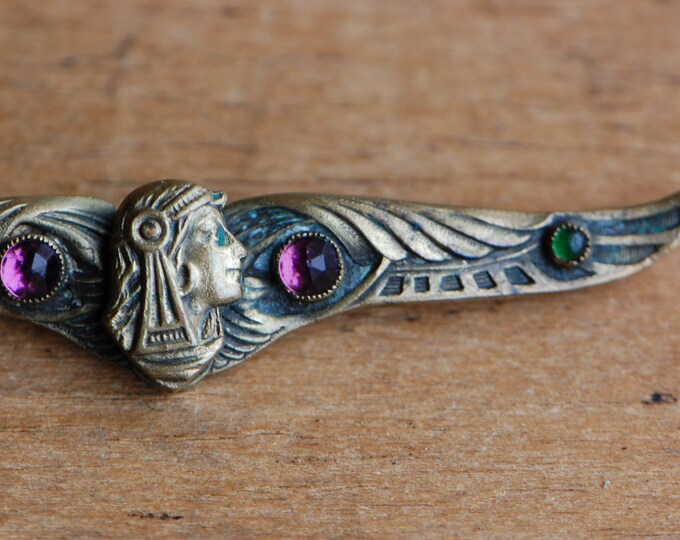 Vintage 1920s Egyptian Revival Winged Pharaoh Bar Pin - Etsy