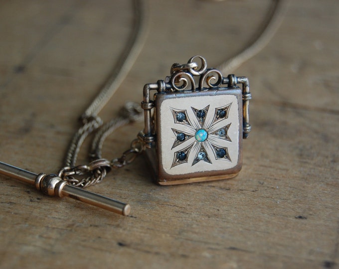 Antique Square Locket With Opals and Rhinestones 1910s - Etsy