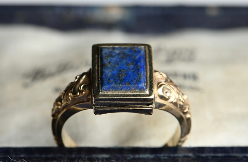 Antique Victorian Pinchbeck Lapis Compartment Ring With Hairwork - Etsy