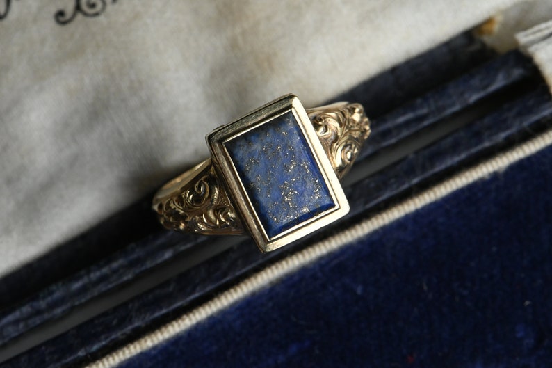 Antique Victorian Pinchbeck Lapis Compartment Ring With Hairwork - Etsy
