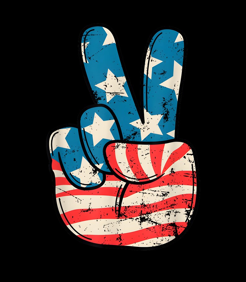 USA Flag Peace Sign Hand 4th of July Patriotic Men Boys Png, US ...