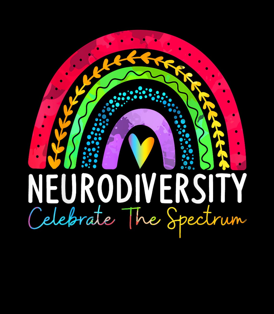 Neurodiversity Autism Spectrum ASD Adhd Rainbow Boho Png-autism PNG ...