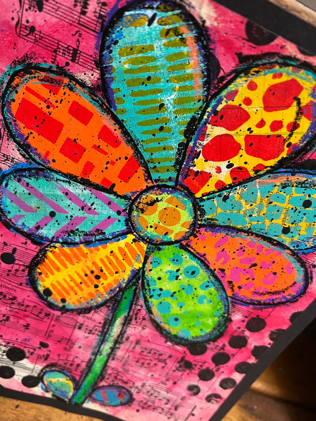 Funky Daisy Flower Art Original 8x10 11 Framed free Shipping - Etsy