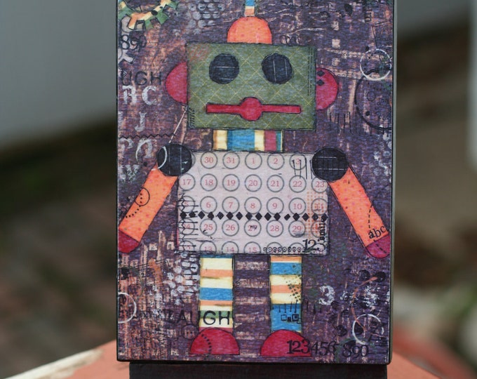Bizzy the Robot-print on Wood-ready to Hang 5x7 - Etsy