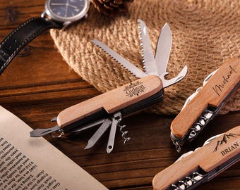 Personalized Knife, 11 in 1 Multi-tool, Engraved Wood - Etsy