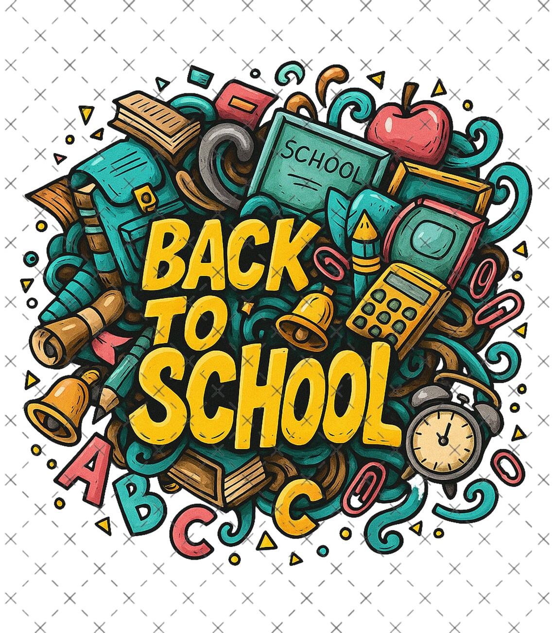 Back to School PNG Bundle, Cute Doodle Clipart, Colorful Backpack ...