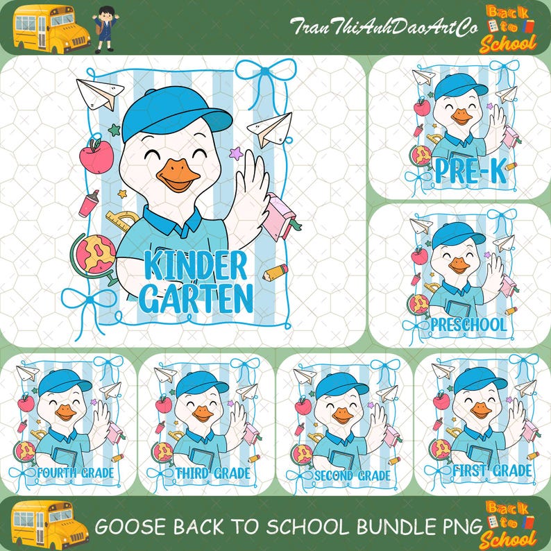 Funny Goose Back to School Bundle, Blue Boy Goose Png, Kids Goose ...