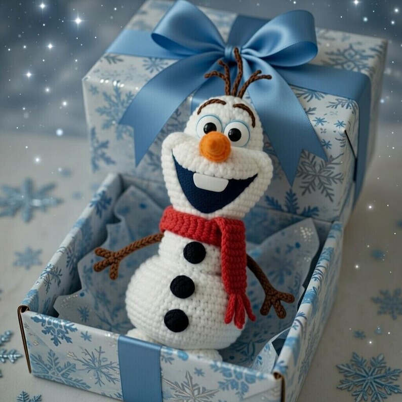 Olaf Snowman Crochet Doll, Frozen Olaf Amigurumi, Handmade Snowman ...