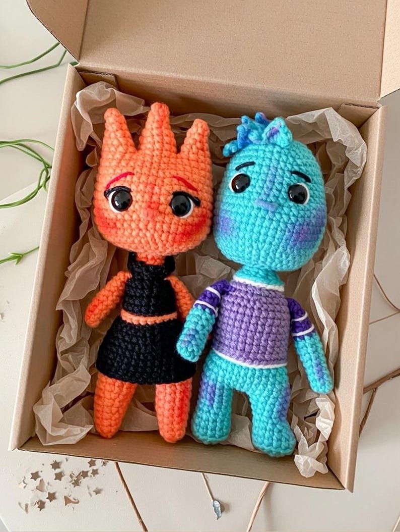 Anger and Sadness Crochet Doll Set, Disney Pixar Inside Out Amigurumi ...