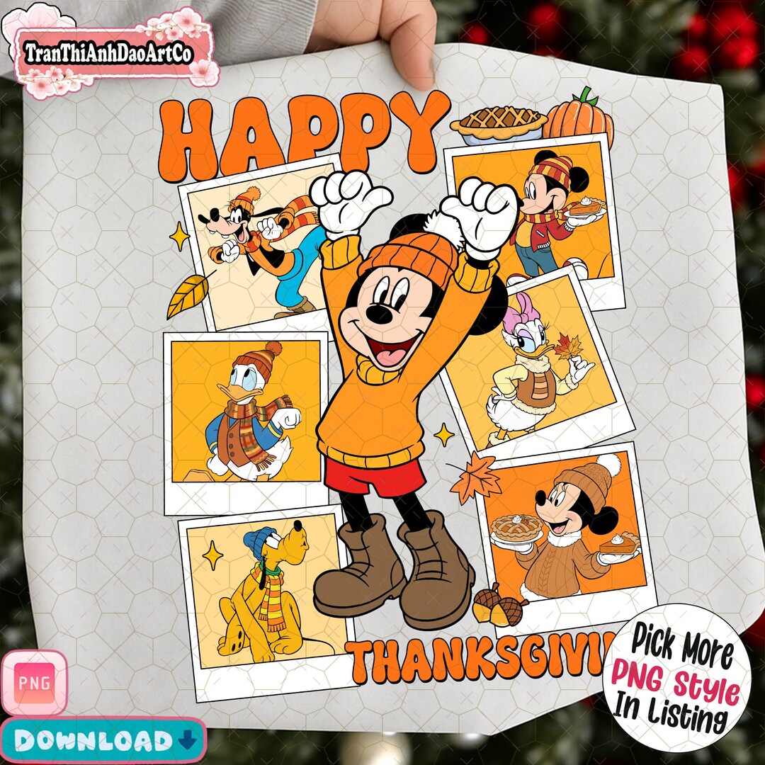 Happy Thanksgiving Mouse and Friends PNG, Cute Autumn Leaves Design ...