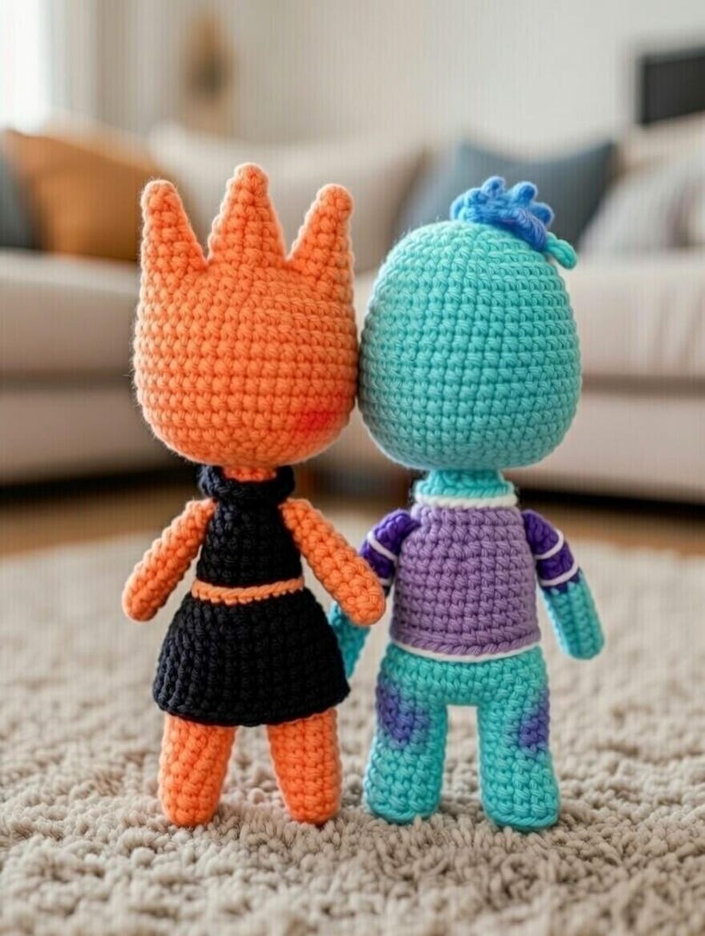 Anger and Sadness Crochet Doll Set, Disney Pixar Inside Out Amigurumi ...