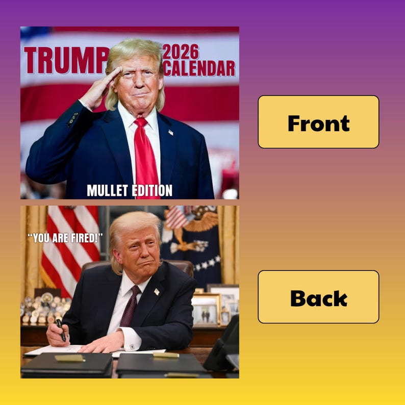 Trump Mullet Calendar 2026, Funny Patriotic Gift - Etsy UK