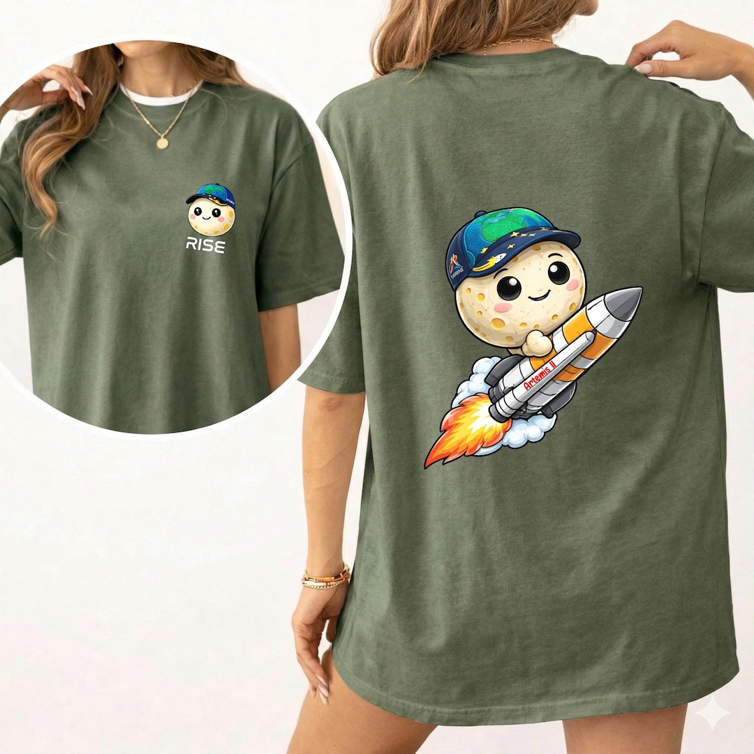 RISE Artemis II Mascot Shirt , Artemis 2 Love Tee, for All Humanity ...