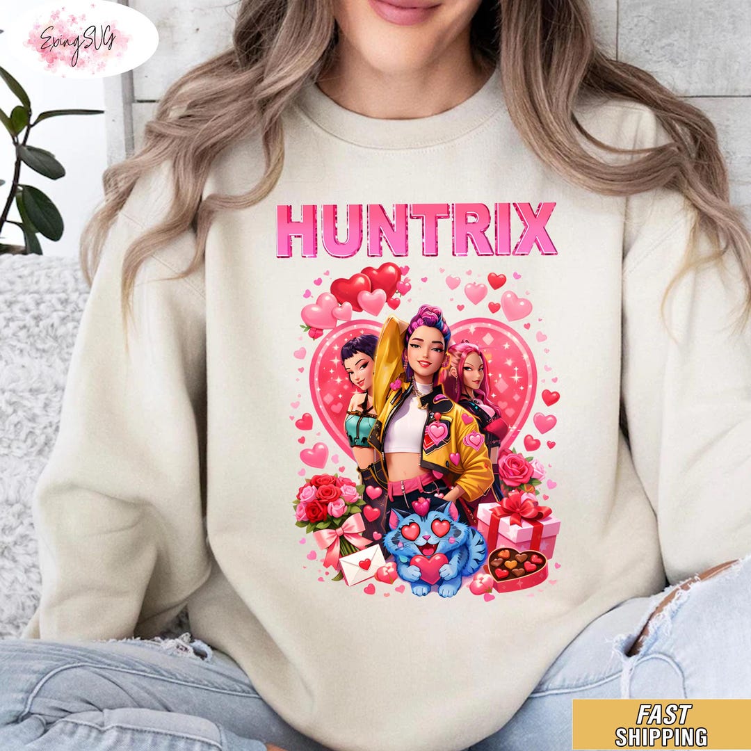 Huntrix Valentine Sweatshirt, Kpop Demon Hunter Anime Shirt, Mira Rumi ...