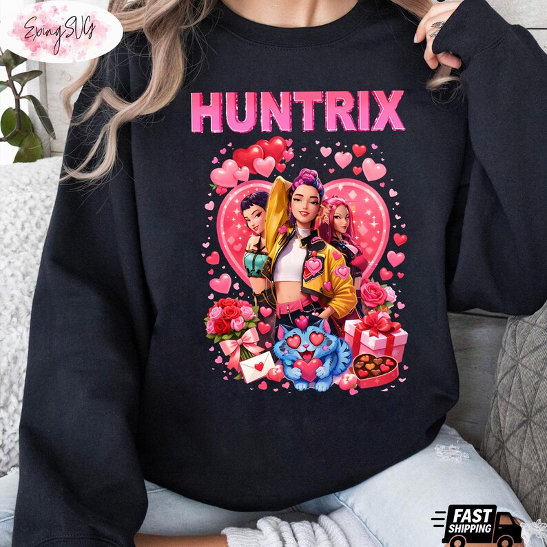 Huntrix Valentine Sweatshirt, Kpop Demon Hunter Anime Shirt, Mira Rumi ...