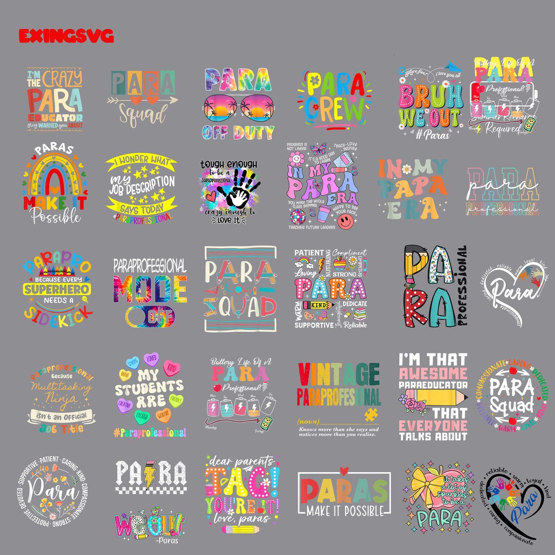 30+paraprofessional Png Bundle, Para Png, Parapro Sublimation Designs ...
