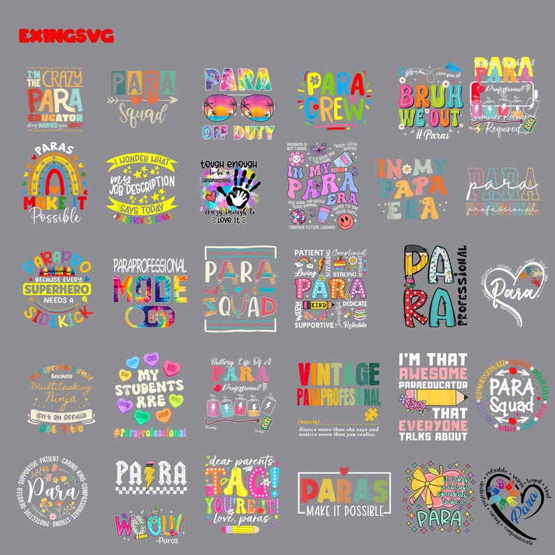30+paraprofessional Png Bundle, Para Png, Parapro Sublimation Designs ...